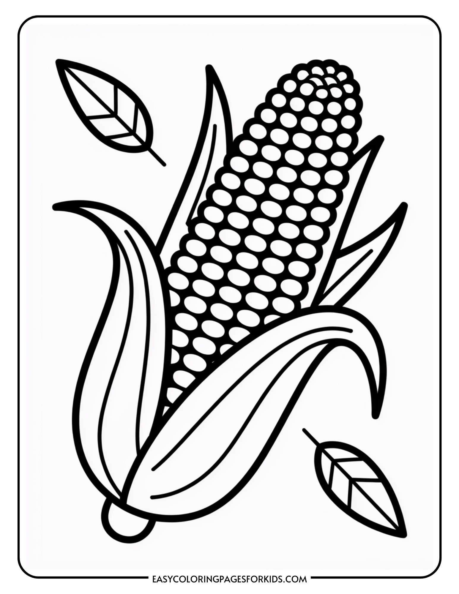 Corn on the Cob Coloring Page Ideas for Kids (7 Pages to Print) - Easy ...