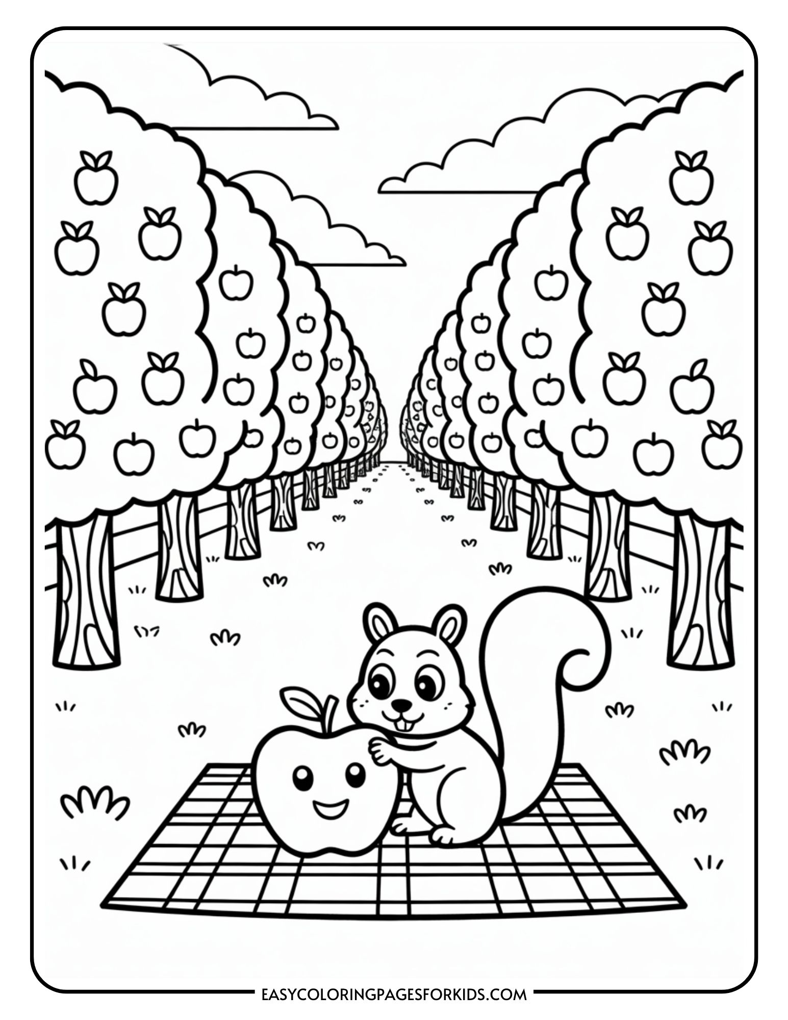 Apple Tree Coloring Pages to Print and Color (5 Pages) - Easy Coloring ...