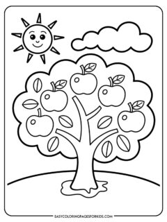 Apple Tree Coloring Pages to Print and Color (5 Pages) - Easy Coloring ...