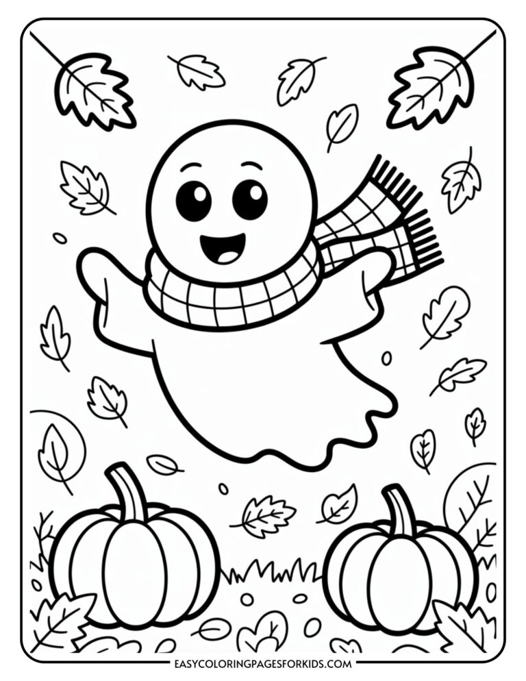 Cute Halloween Ghost Coloring Pages (6 PDF Pages) - Easy Coloring Pages ...