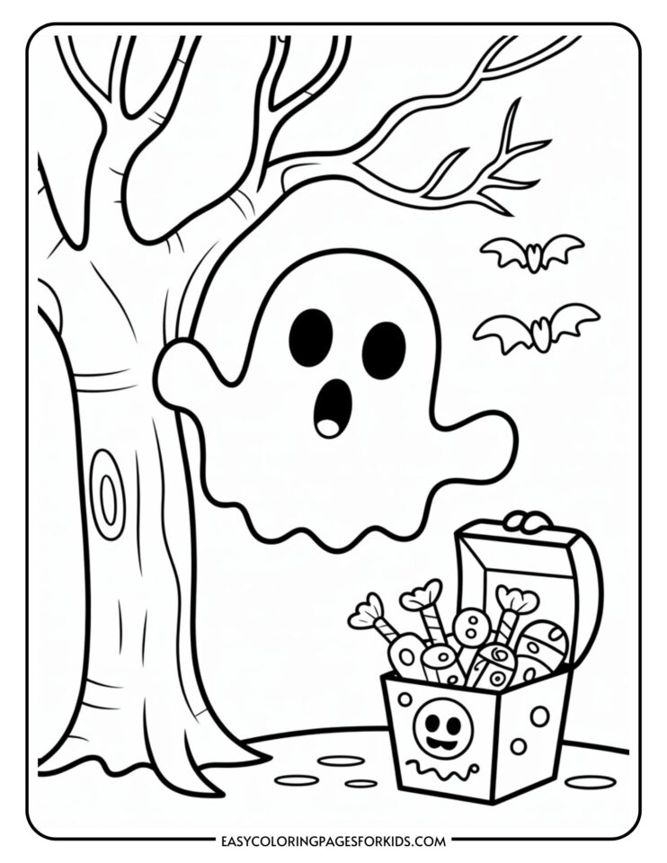 Cute Halloween Ghost Coloring Pages (6 PDF Pages) - Easy Coloring Pages ...