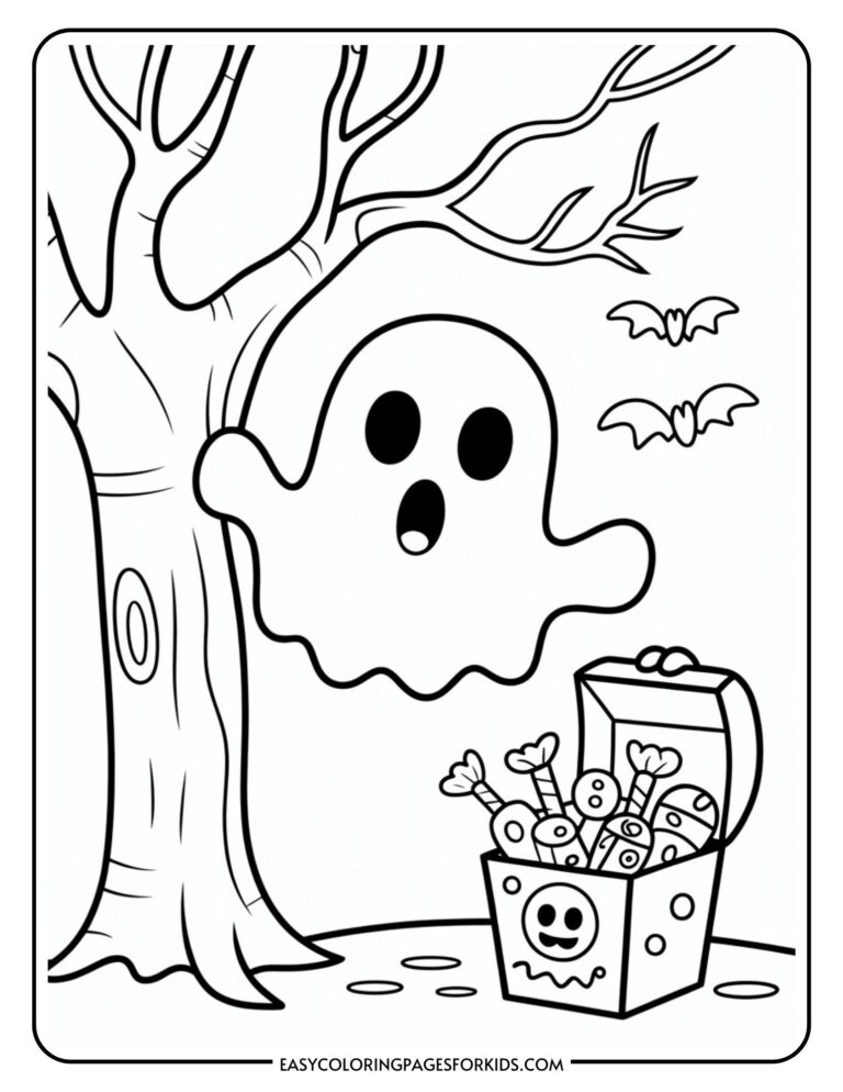 Cute Halloween Ghost Coloring Pages (6 PDF Pages) - Easy Coloring Pages ...