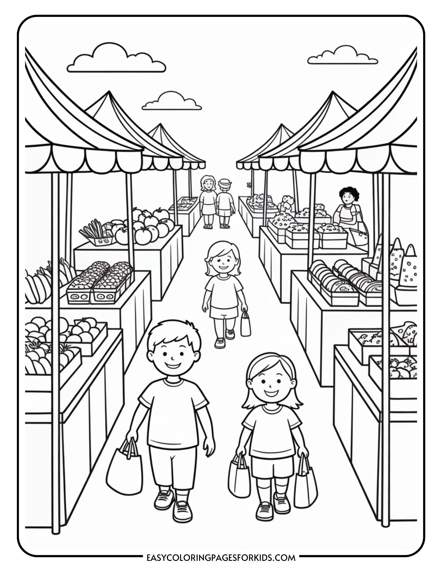 Farmers Market Coloring Pages for Kids (8 Printable PDFs) - Easy ...