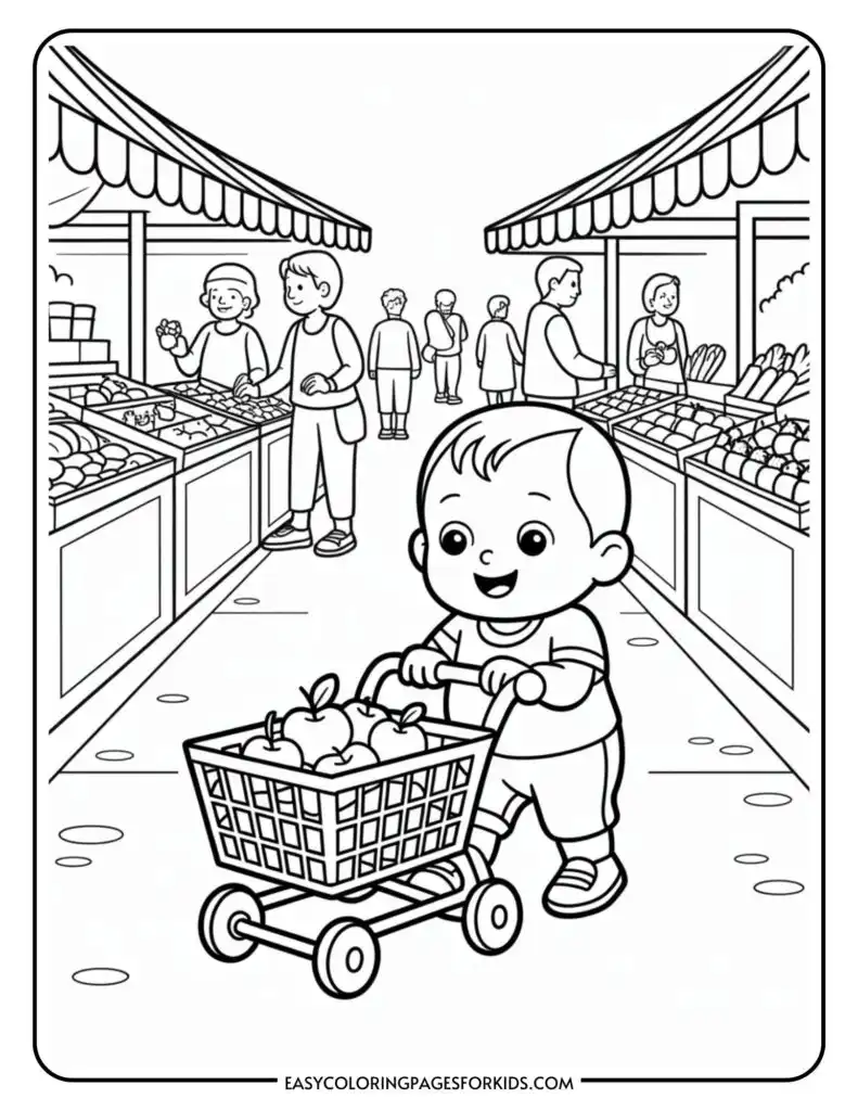Farmers Market Coloring Pages for Kids (8 Printable PDFs) - Easy ...