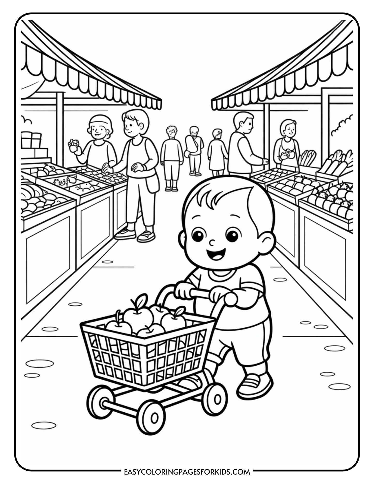 Farmers Market Coloring Pages for Kids (8 Printable PDFs) - Easy ...