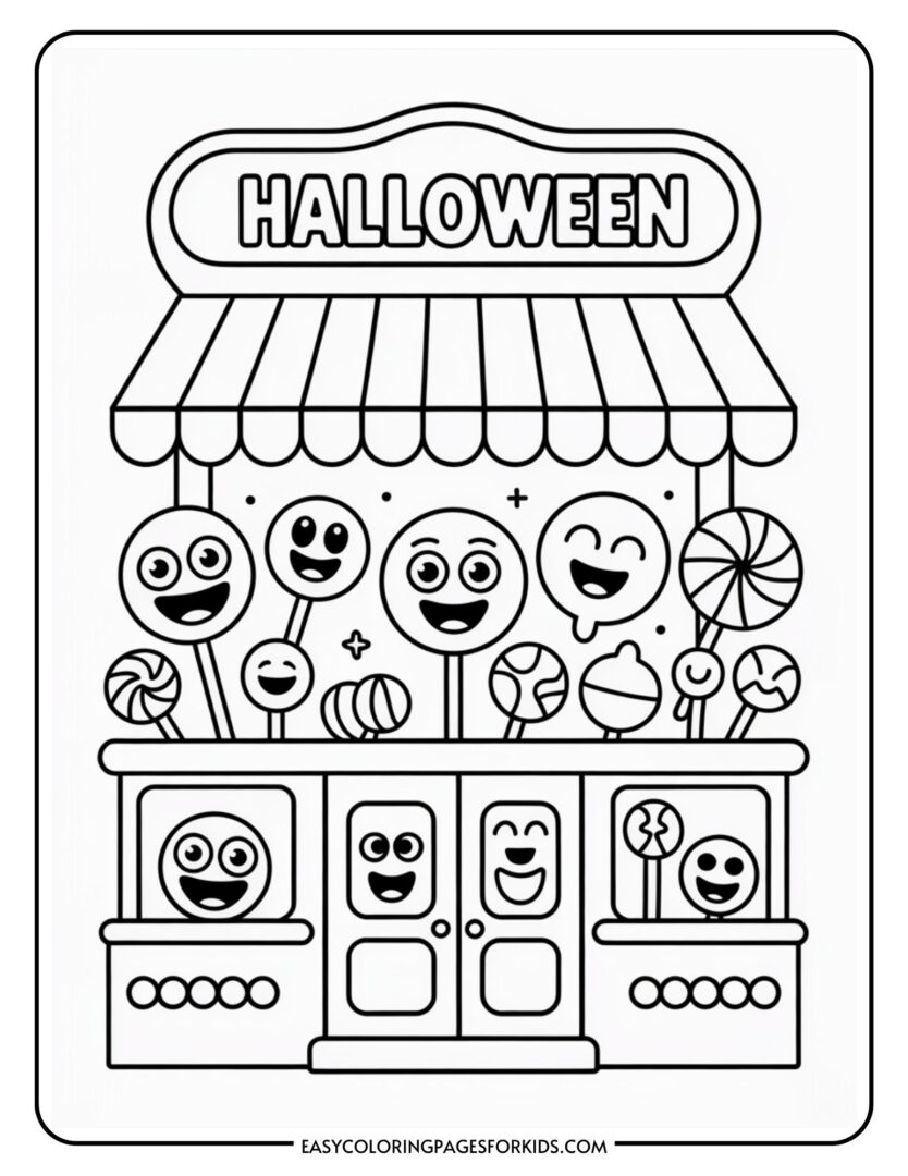 Halloween Candy Coloring Pages (5 Printable PDF Pages) - Easy Coloring ...