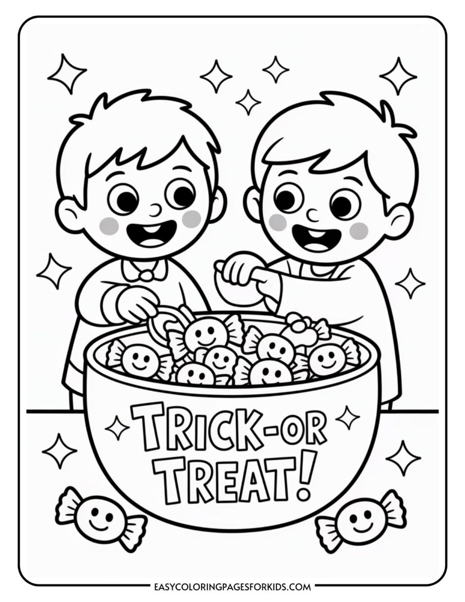 Halloween Candy Coloring Pages (5 Printable PDF Pages) - Easy Coloring ...