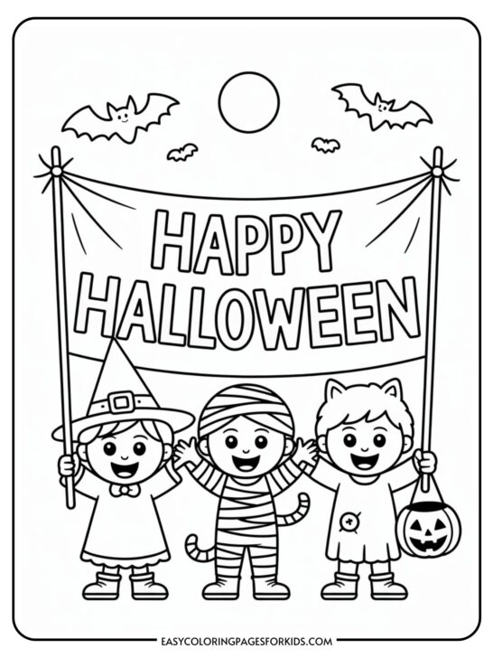 Happy Halloween Color Page (6 Free Printables) - Easy Coloring Pages ...