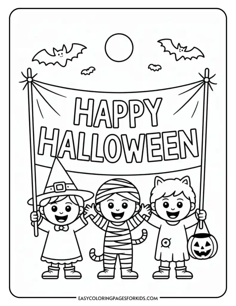 Happy Halloween Color Page (6 Free Printables) - Easy Coloring Pages ...