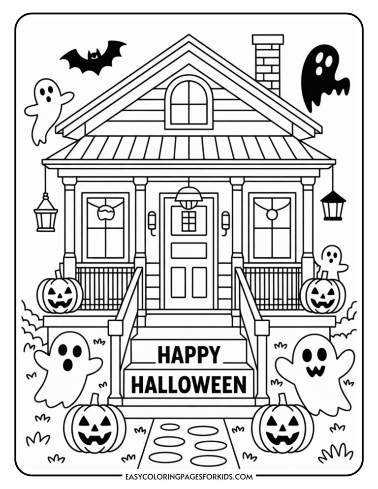 Happy Halloween Color Page (6 Free Printables) - Easy Coloring Pages ...