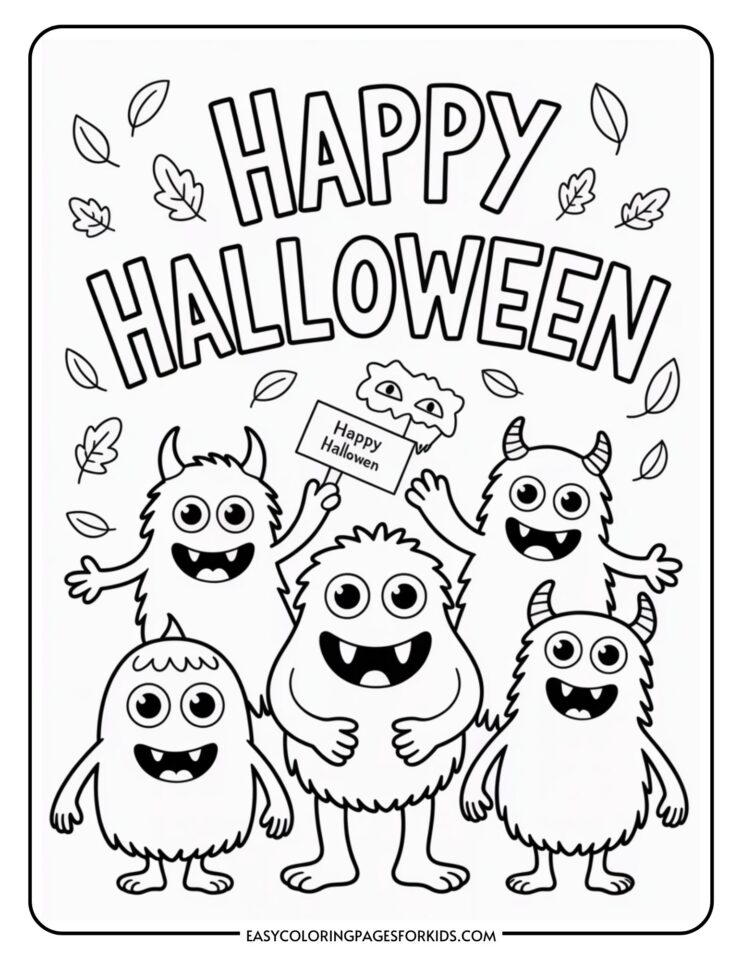 Happy Halloween Color Page (6 Free Printables) - Easy Coloring Pages ...