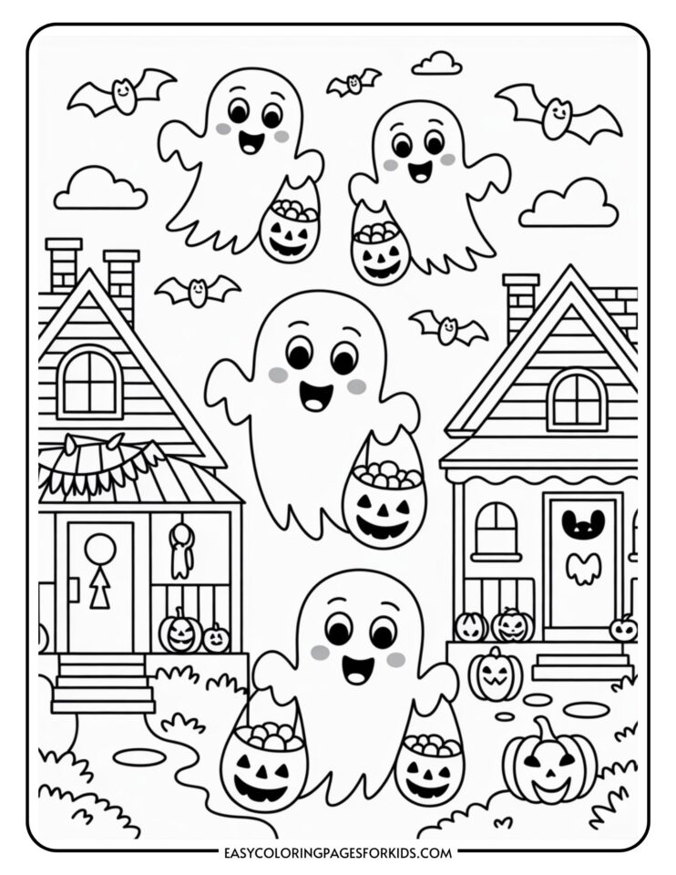 Spooky Cute Halloween Coloring Pages for Kids (7 Printables) - Easy ...