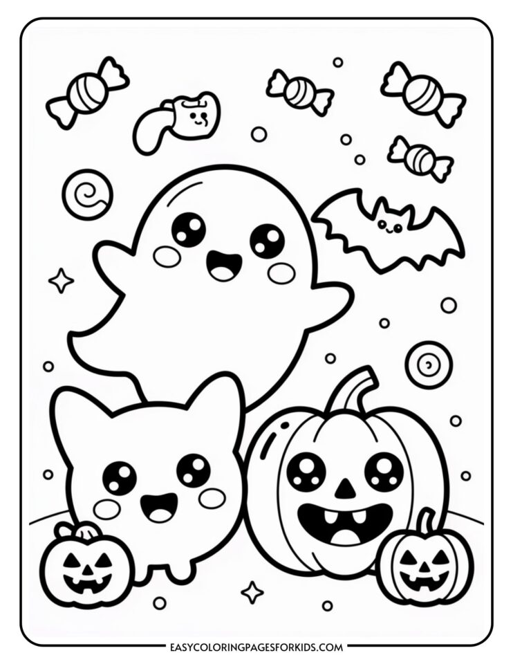 Spooky Cute Halloween Coloring Pages for Kids (7 Printables) - Easy ...