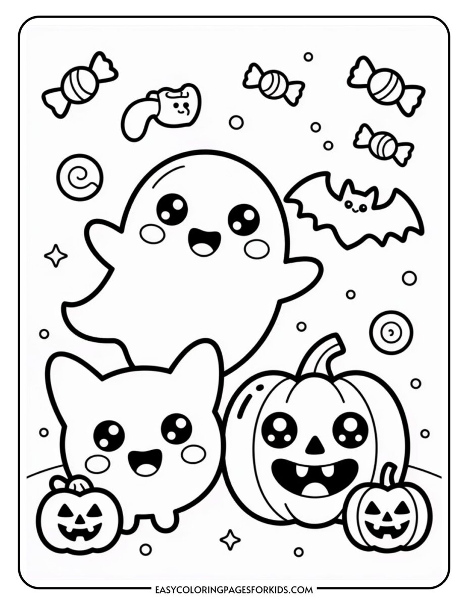 Spooky Cute Halloween Coloring Pages for Kids (7 Printables) - Easy ...