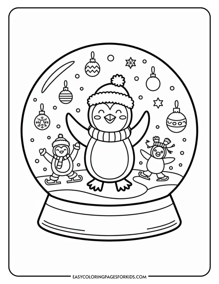Christmas Coloring Pages Snow Globe (8 Sheets To Color) - Easy Coloring ...
