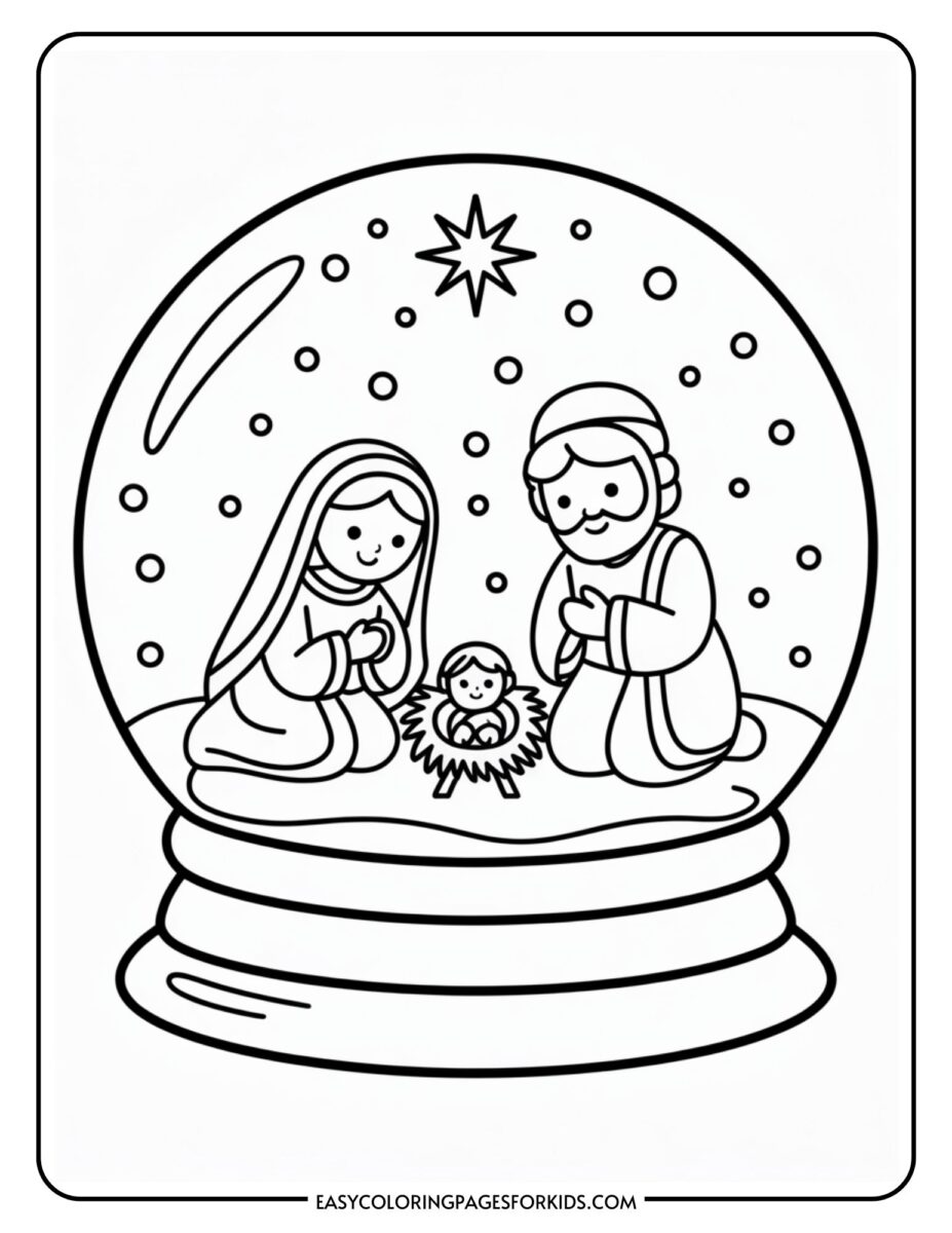 Christmas Coloring Pages Snow Globe (8 Sheets To Color) - Easy Coloring ...