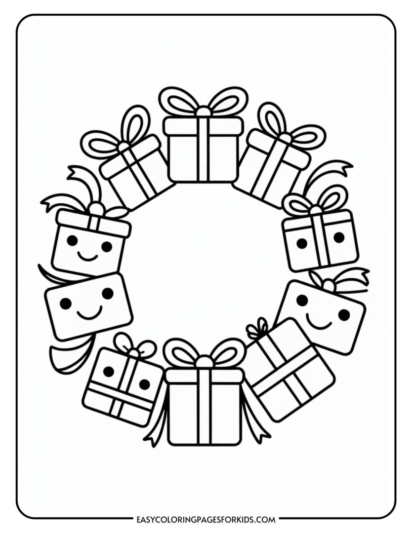 Christmas Coloring Pages Wreath (8 Printable Pages) - Easy Coloring ...