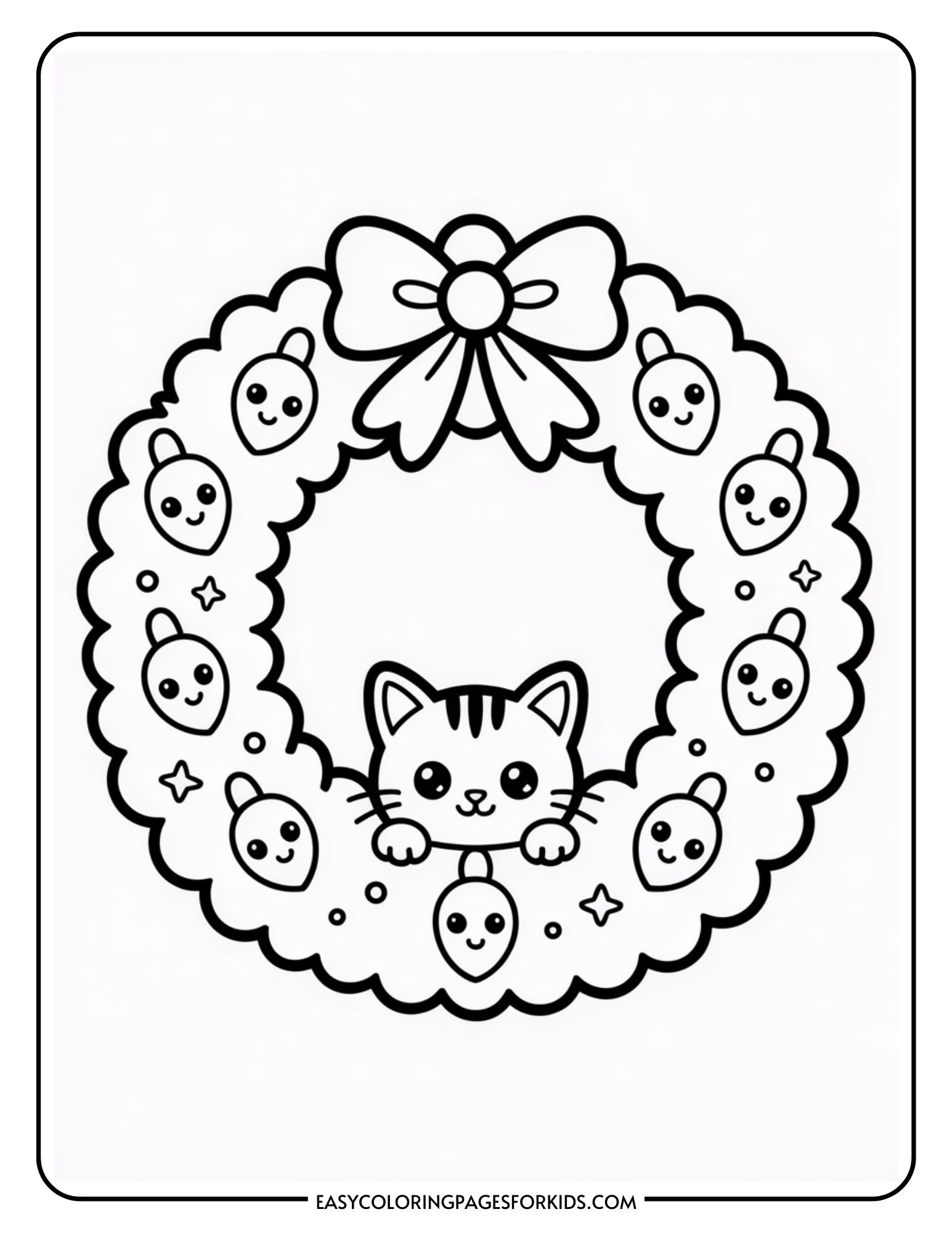 Christmas Coloring Pages Wreath (8 Printable Pages) - Easy Coloring ...