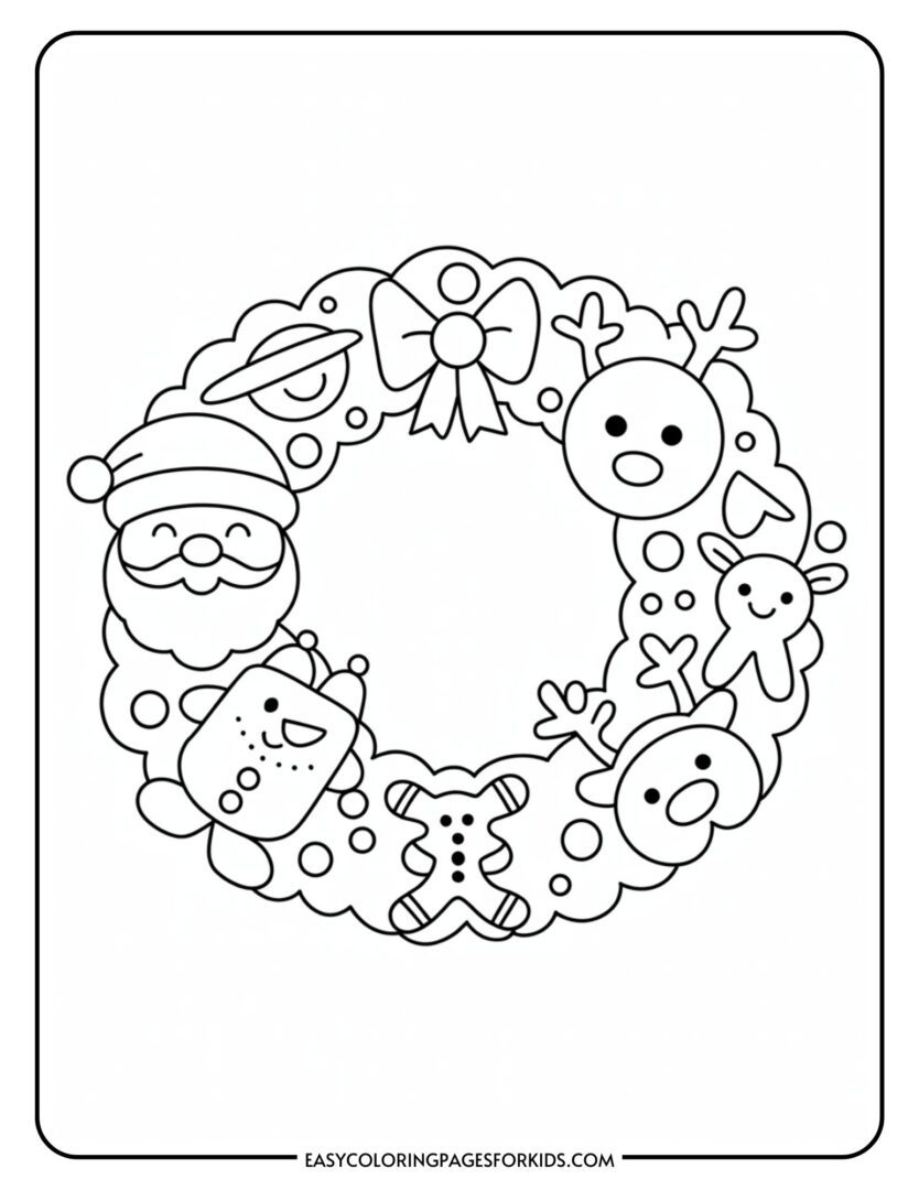 Christmas Coloring Pages Wreath (8 Printable Pages) - Easy Coloring ...