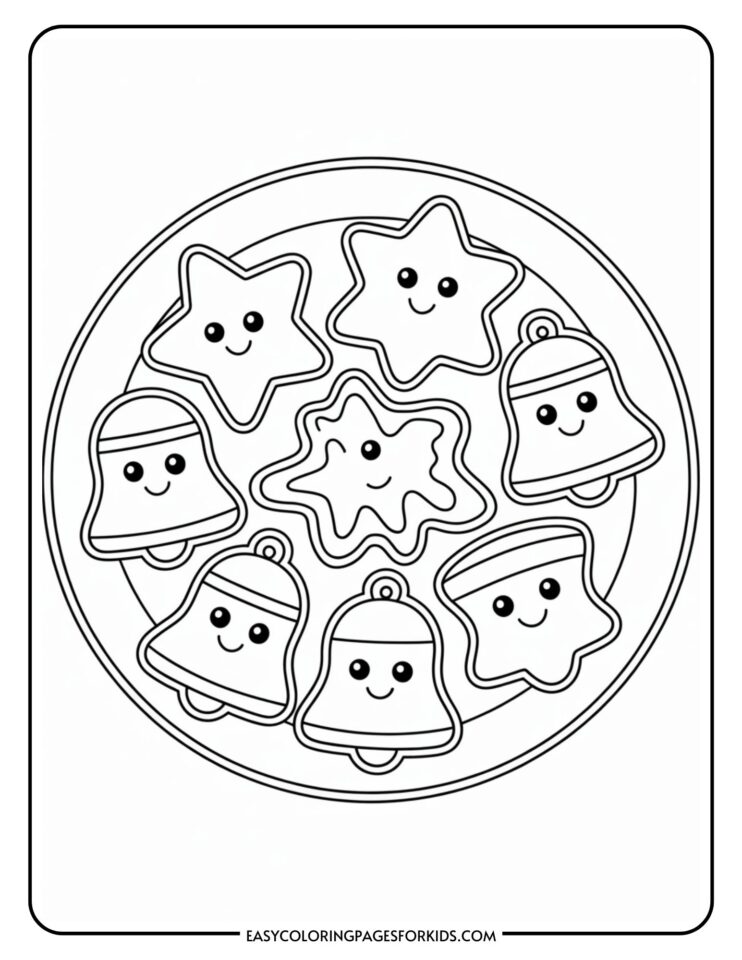 Christmas Cookie Coloring Pages (13 Printable PDF Pages) - Easy ...