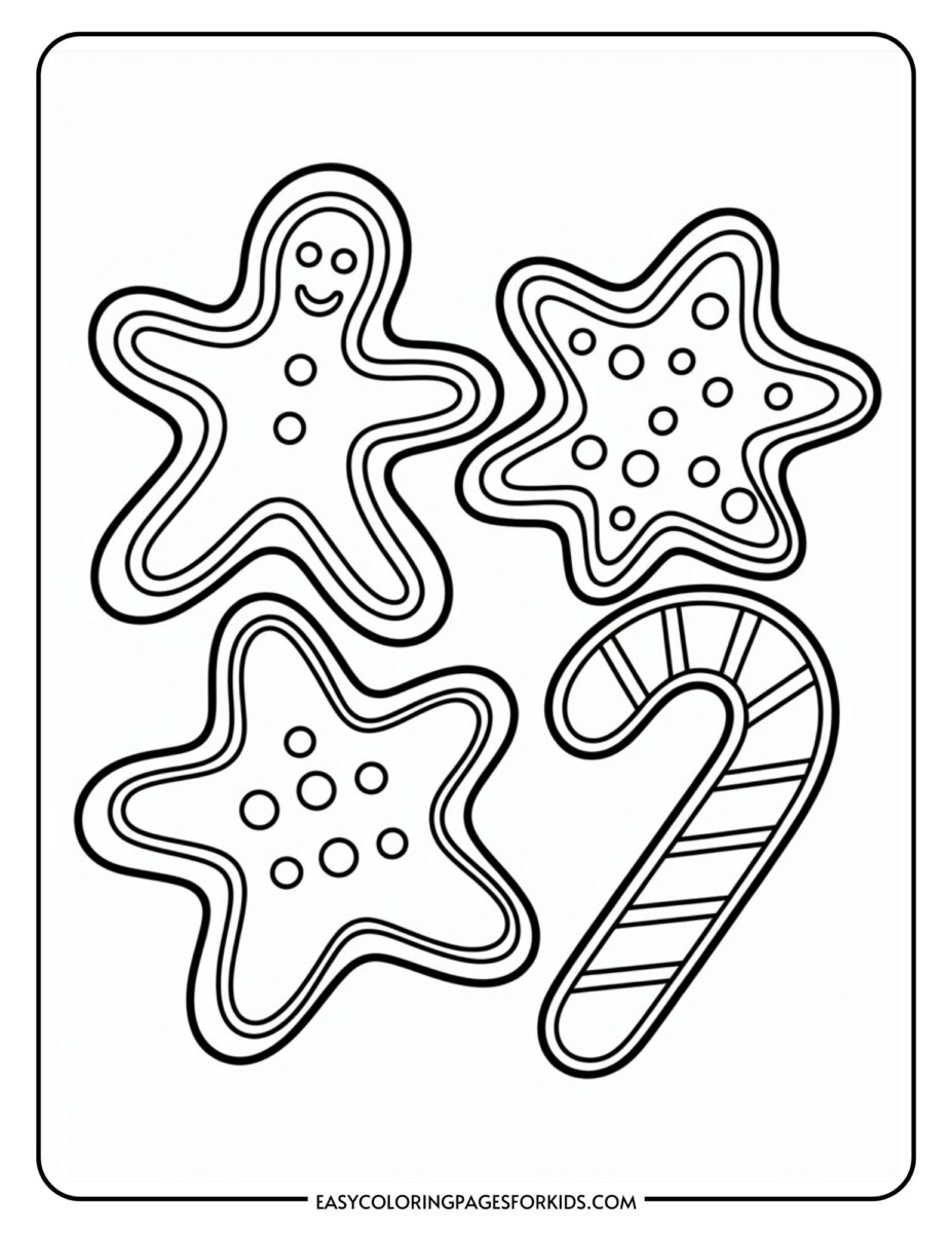 Christmas Cookie Coloring Pages (13 Printable PDF Pages) - Easy ...
