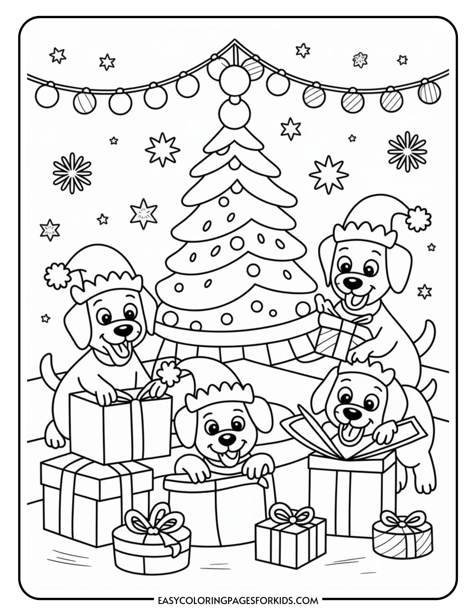 Christmas Dog Coloring Page (12 Sheets To Color) - Easy Coloring Pages ...