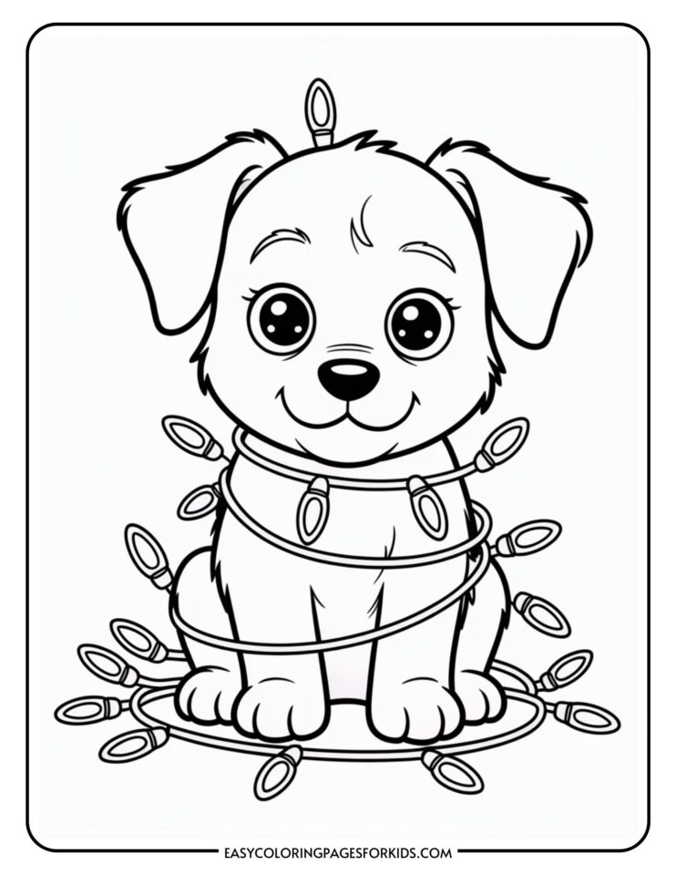 Christmas Dog Coloring Page (12 Sheets To Color) - Easy Coloring Pages ...