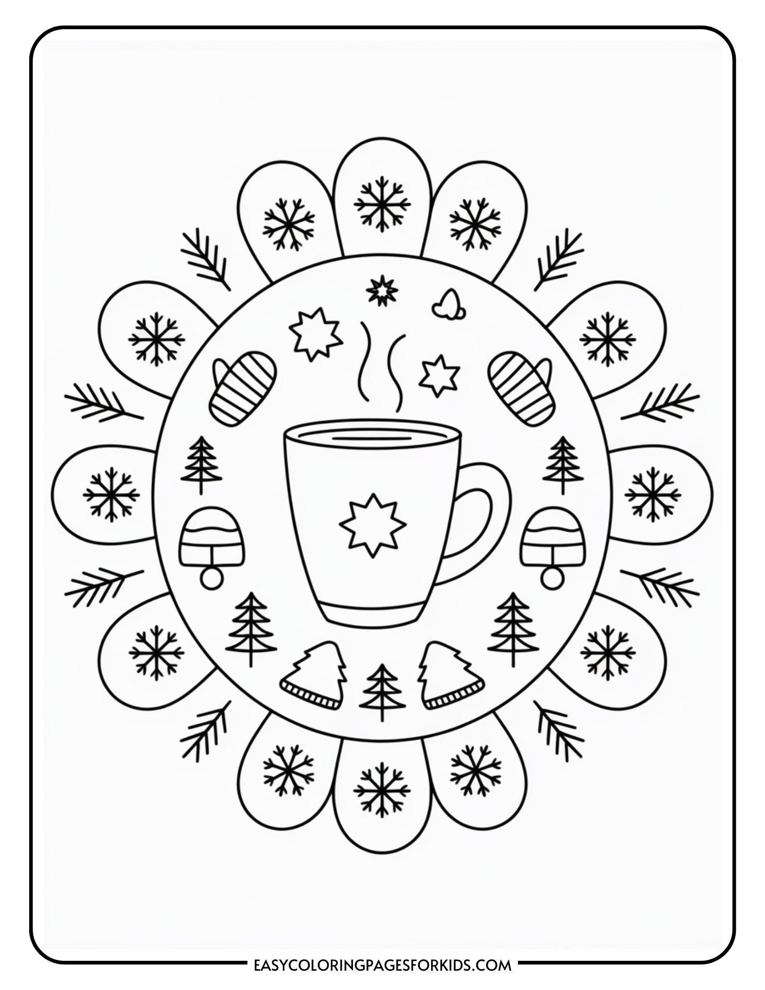 Christmas Mandala Coloring Pages (8 Pages To Color) - Easy Coloring ...