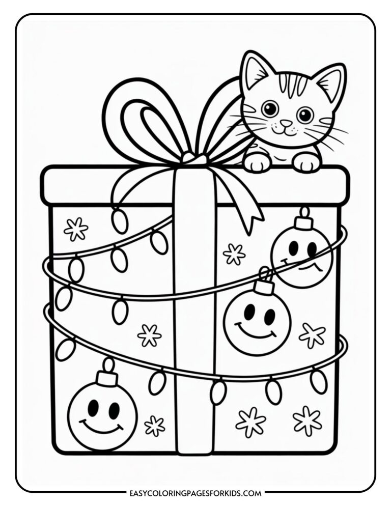 Christmas Present Coloring Page (8 Sheets To Color) - Easy Coloring ...