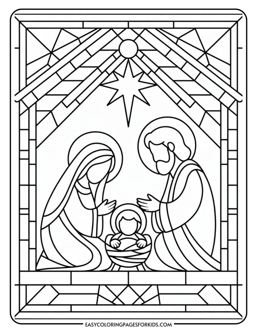 Christmas Stained Glass Coloring Pages (11 Pages To Color) - Easy ...