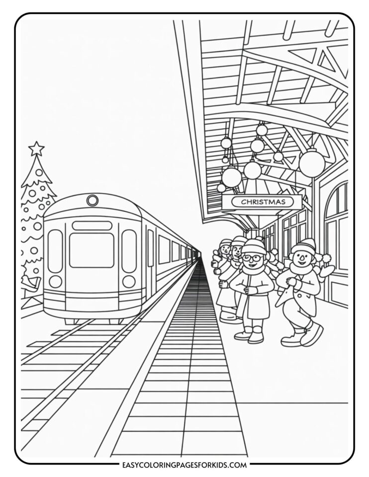 Christmas Train Coloring Pages (8 Pages To Color) - Easy Coloring Pages ...