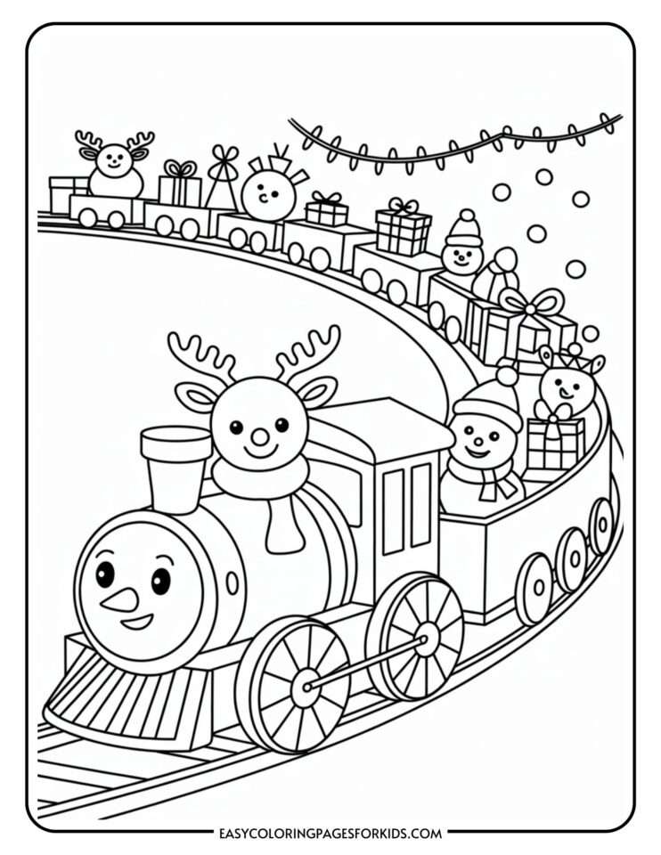 Christmas Train Coloring Pages (8 Pages To Color) - Easy Coloring Pages ...