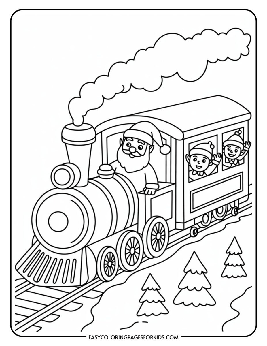 Christmas Train Coloring Pages (8 Pages To Color) - Easy Coloring Pages ...