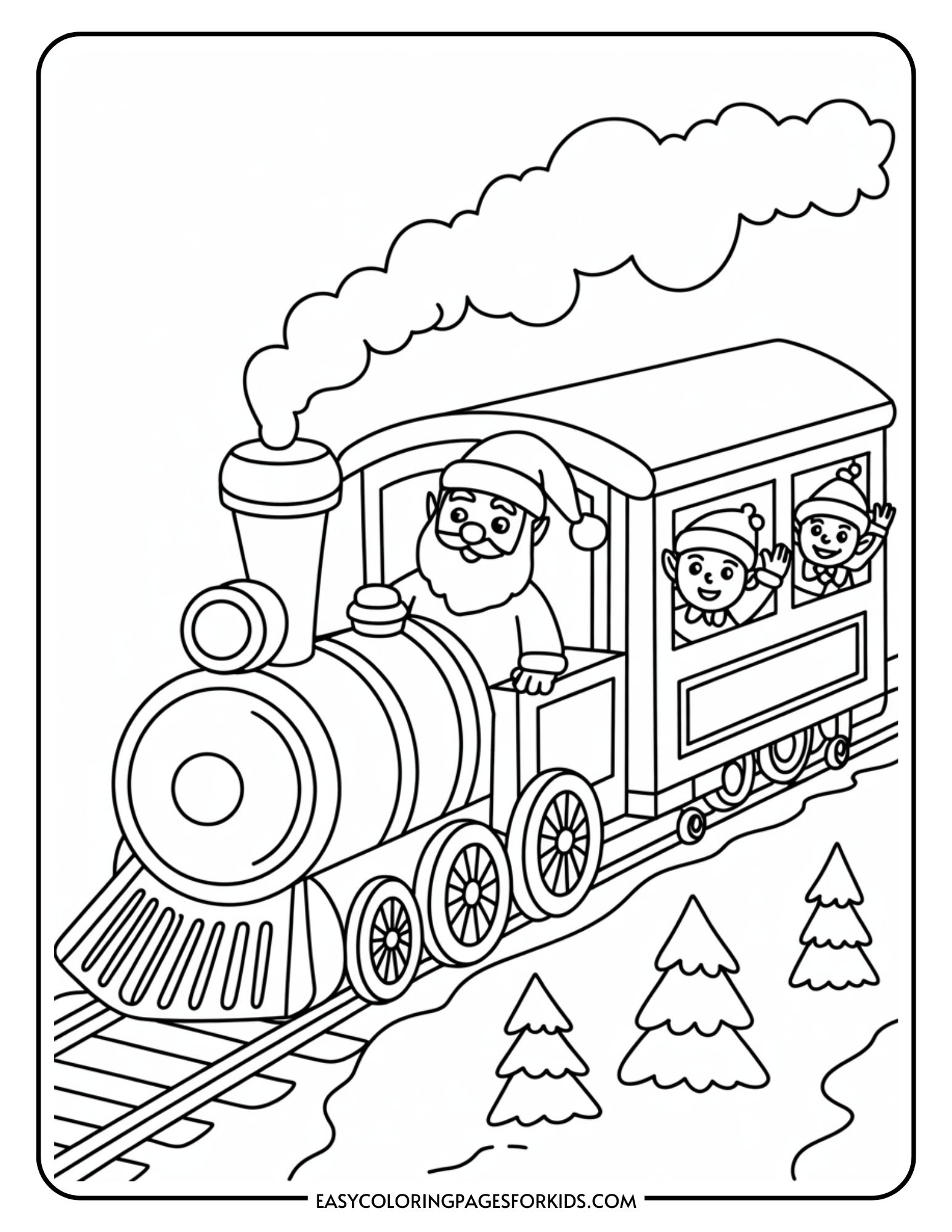 Christmas Train Coloring Pages (8 Pages To Color) - Easy Coloring Pages ...