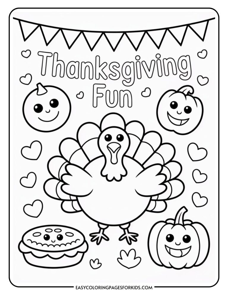 Coloring Pages Thanksgiving Printable (10 PDF Pages) - Easy Coloring ...