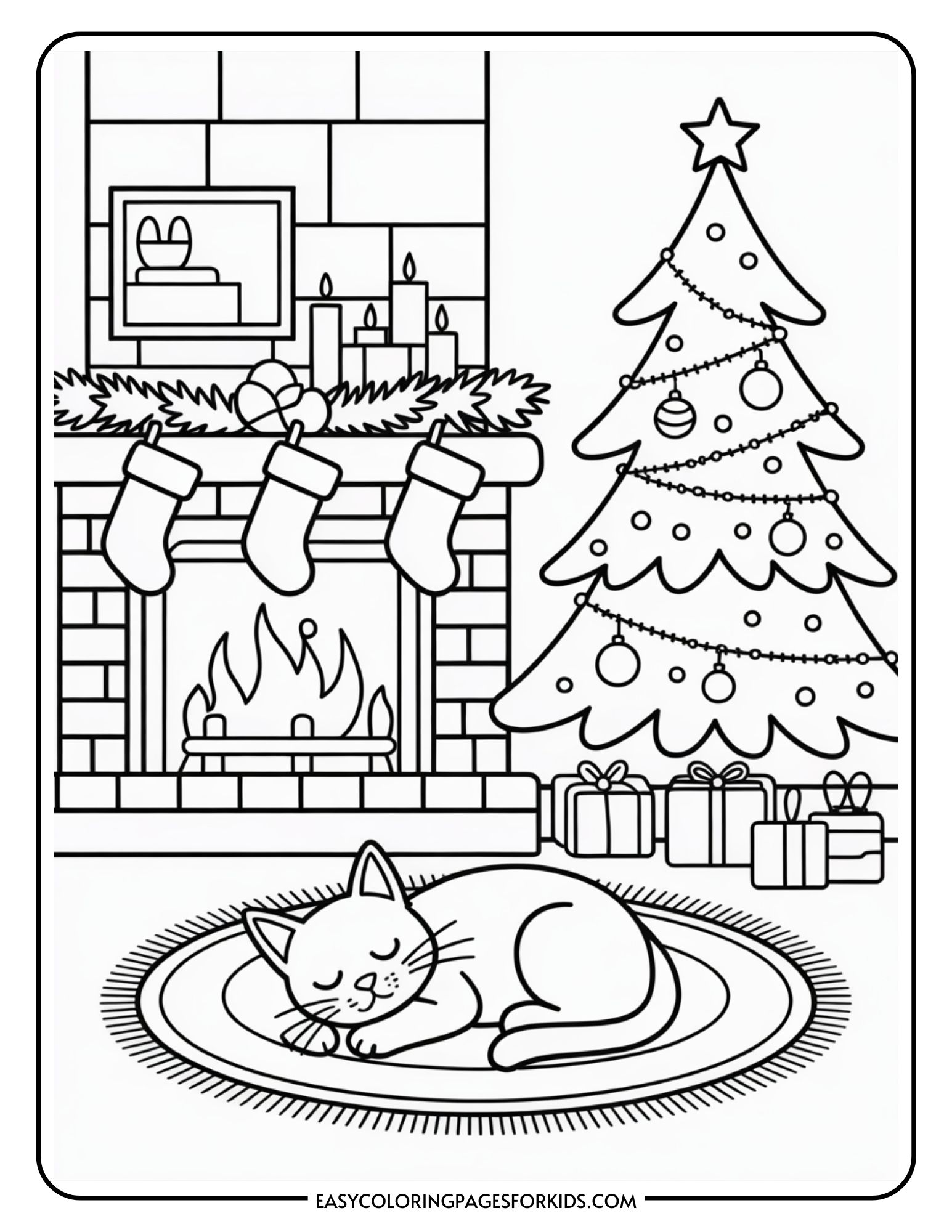 Cozy Christmas Coloring Pages (8 Coloring Sheets) - Easy Coloring Pages ...