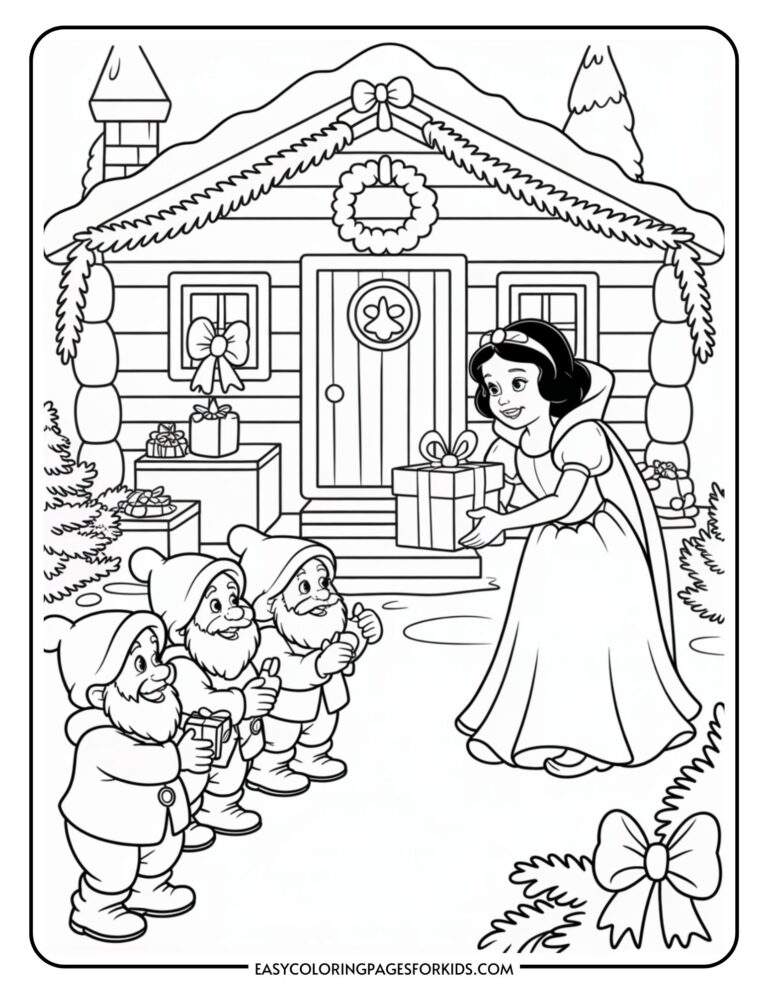 Disney Princess Christmas Coloring Pages (10 Pages To Color) - Easy ...