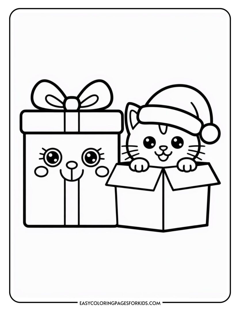 Easy Cute Christmas Coloring Pages (8 Sheets To Color) - Easy Coloring ...