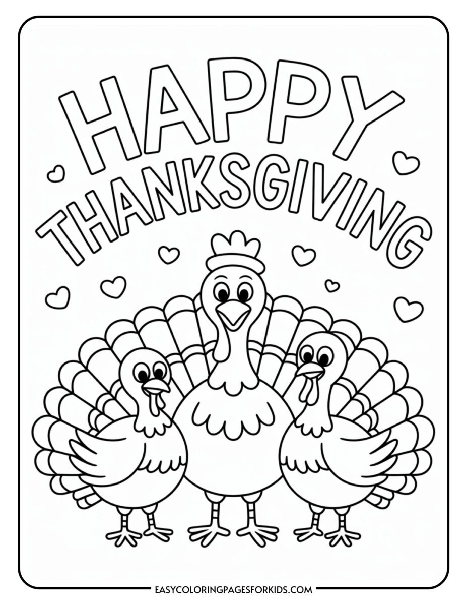 Happy Thanksgiving Coloring Pages (10 Sheets To Color) - Easy Coloring ...