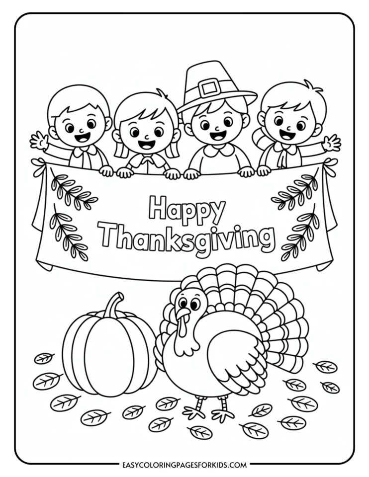 Happy Thanksgiving Coloring Pages (10 Sheets To Color) - Easy Coloring ...