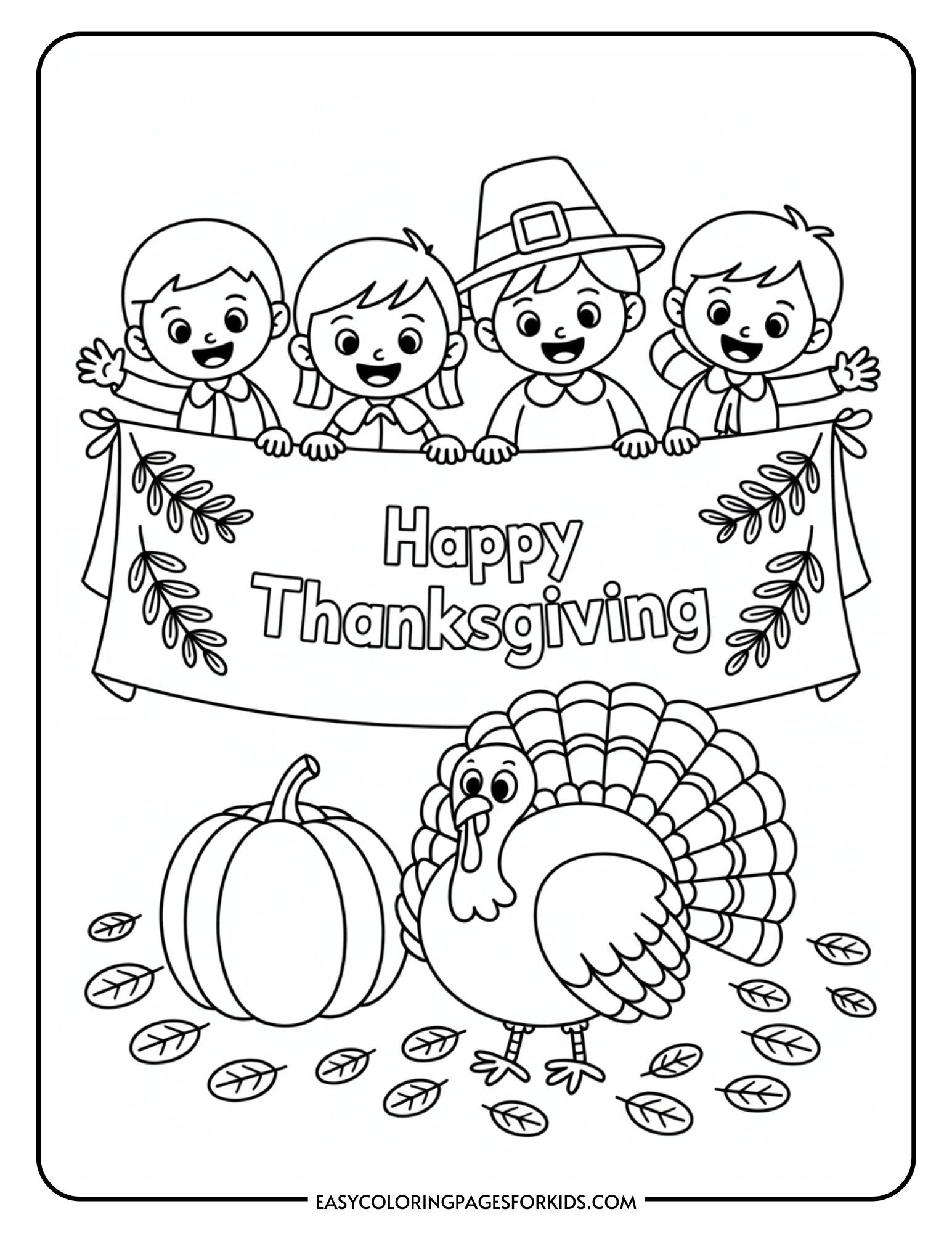 Happy Thanksgiving Coloring Pages (10 Sheets To Color) - Easy Coloring ...