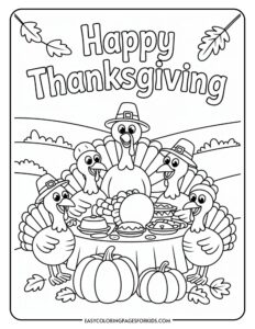 Happy Thanksgiving Coloring Pages (10 Sheets To Color) - Easy Coloring ...
