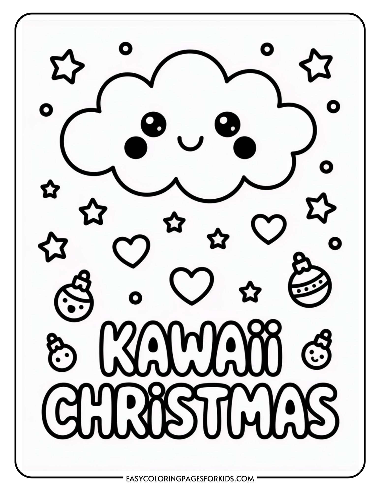 Kawaii Cute Christmas Coloring Pages (8 PDF Pages) - Easy Coloring ...