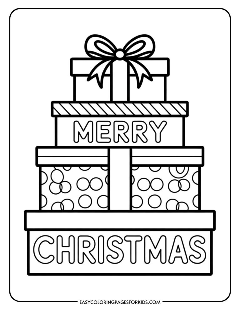 Merry Christmas Printable Coloring Pages (8 Pages To Print) - Easy ...