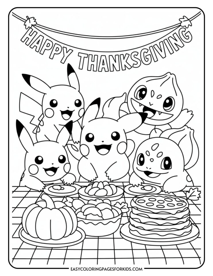 Pokemon Thanksgiving Coloring Pages (10 Sheets To Color) - Easy ...