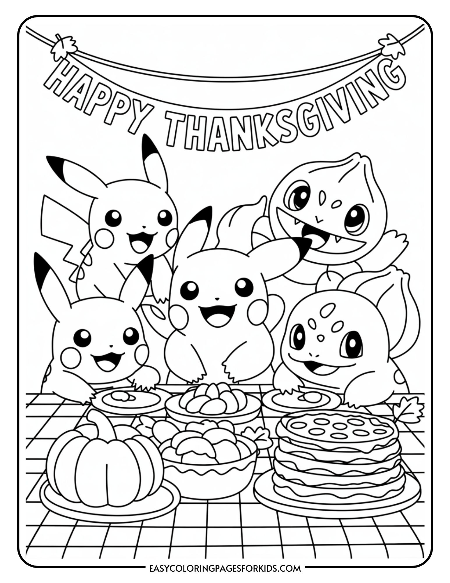 Pokemon Thanksgiving Coloring Pages (10 Sheets To Color) - Easy ...