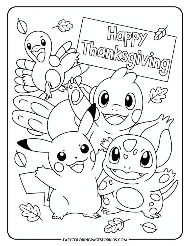 Pokemon Thanksgiving Coloring Pages (10 Sheets To Color) - Easy ...