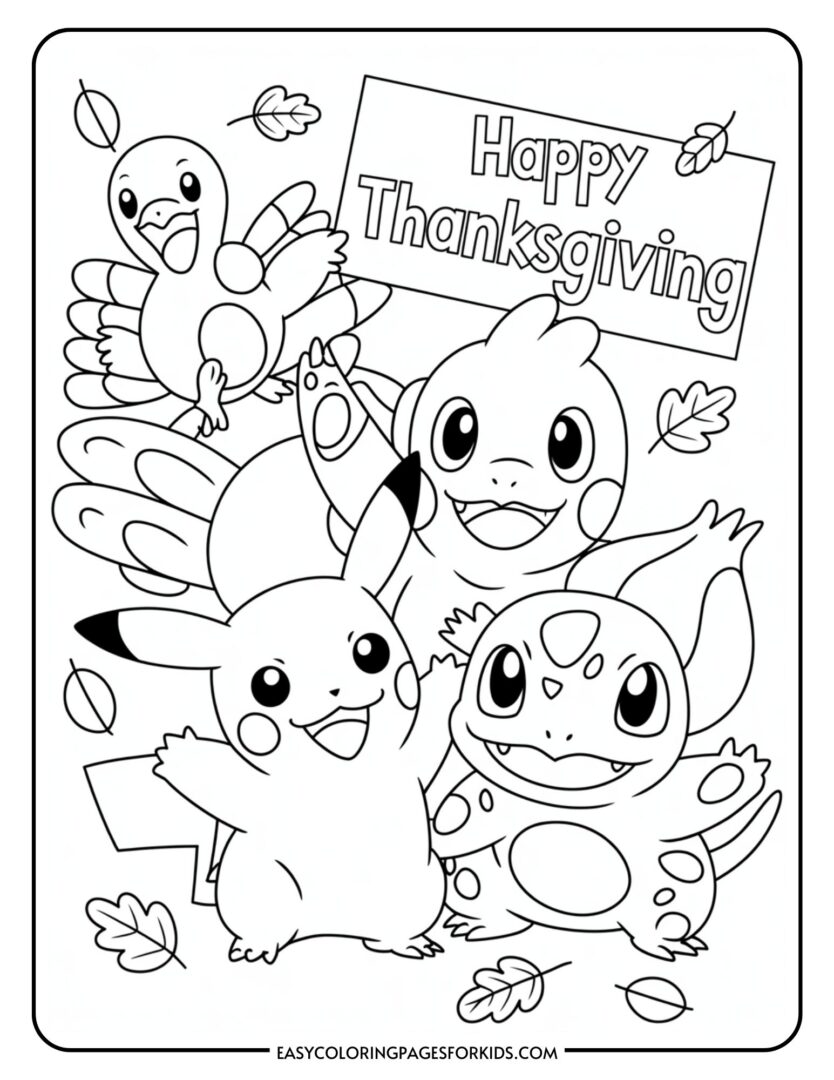 Pokemon Thanksgiving Coloring Pages (10 Sheets To Color) - Easy ...