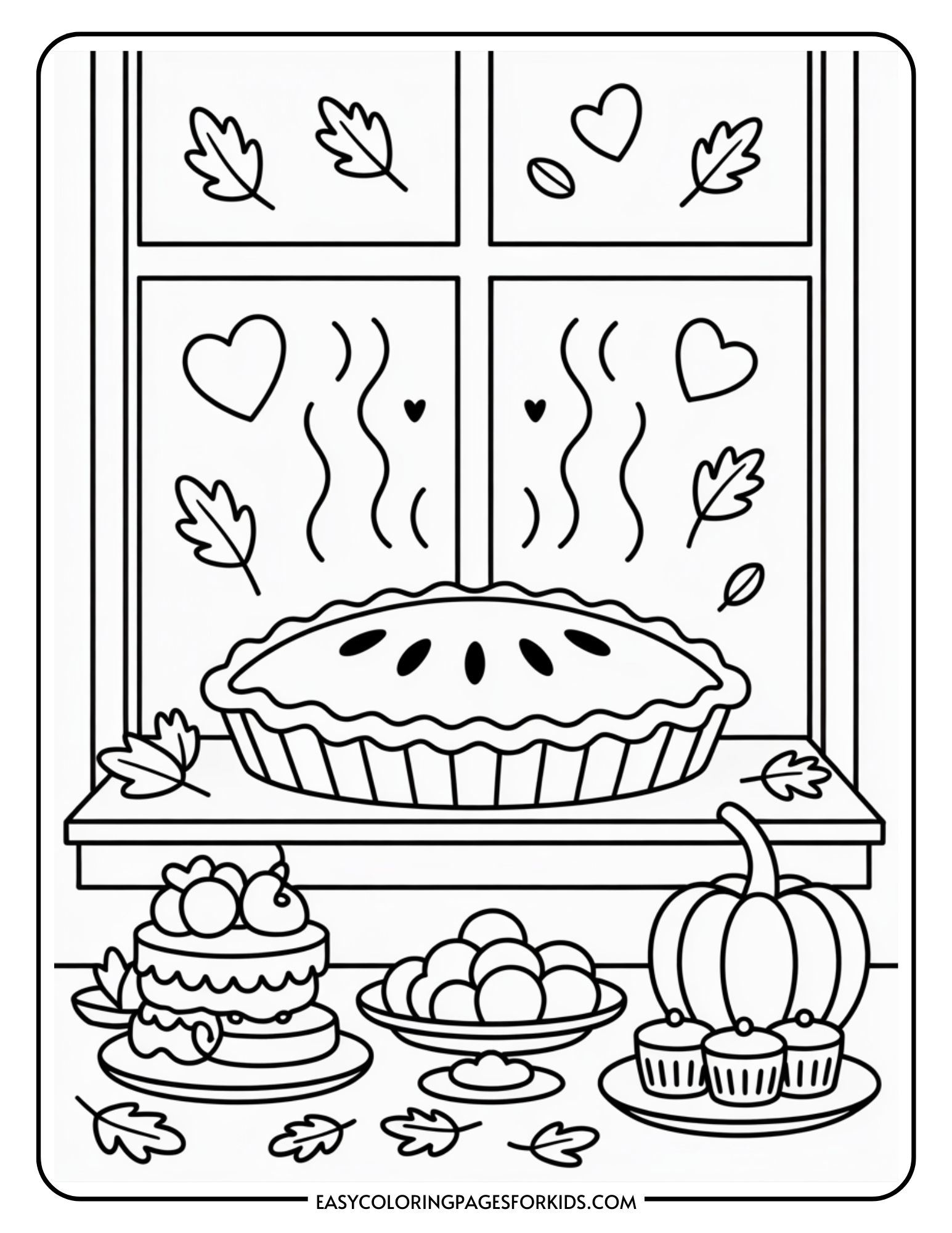 Thanksgiving Dinner Coloring Pages (7 Pages To Color) - Easy Coloring ...