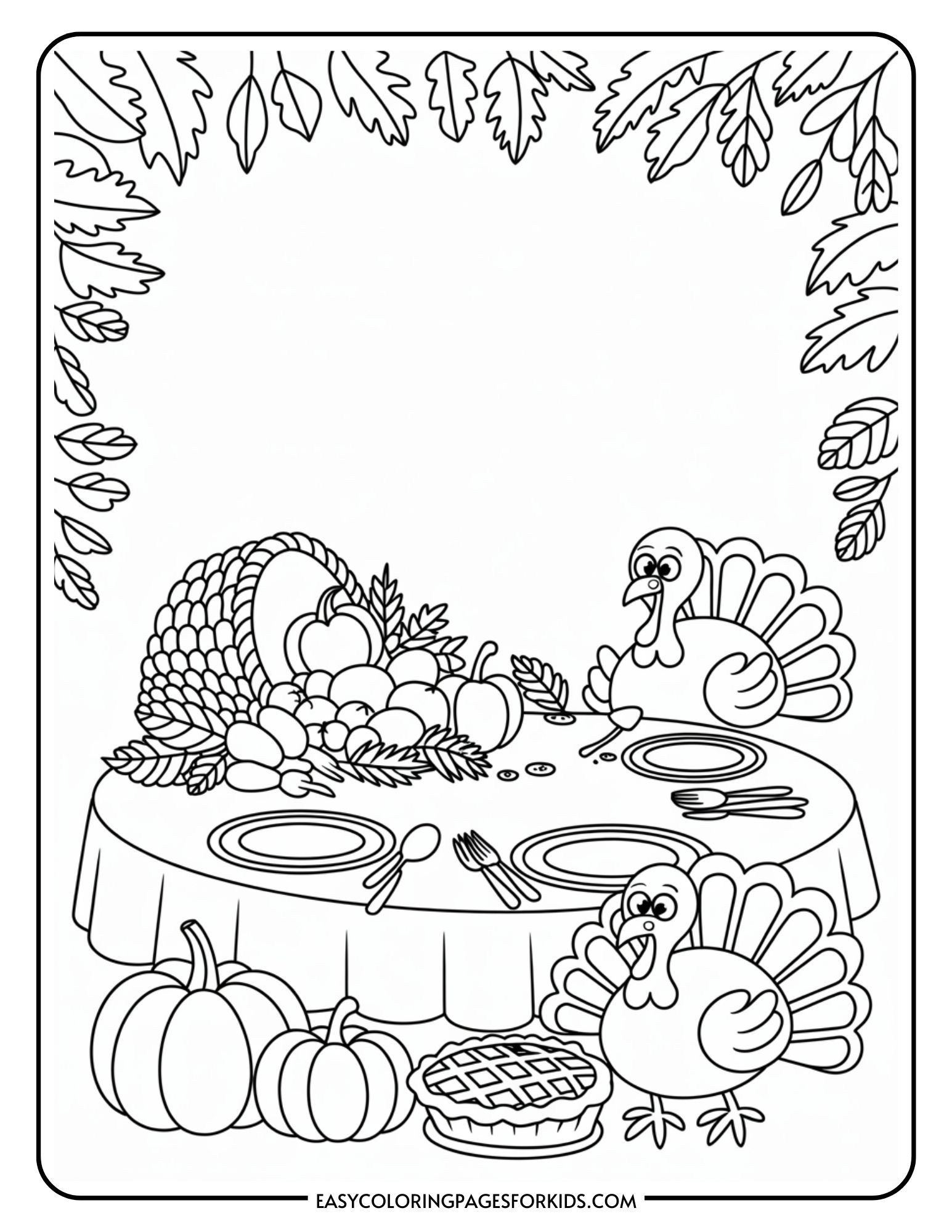 Thanksgiving Dinner Coloring Pages (7 Pages To Color) - Easy Coloring ...